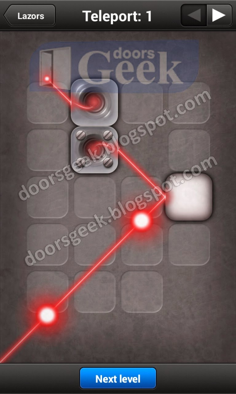 Lazors [Teleport] Level 1 Solution ~ Doors Geek